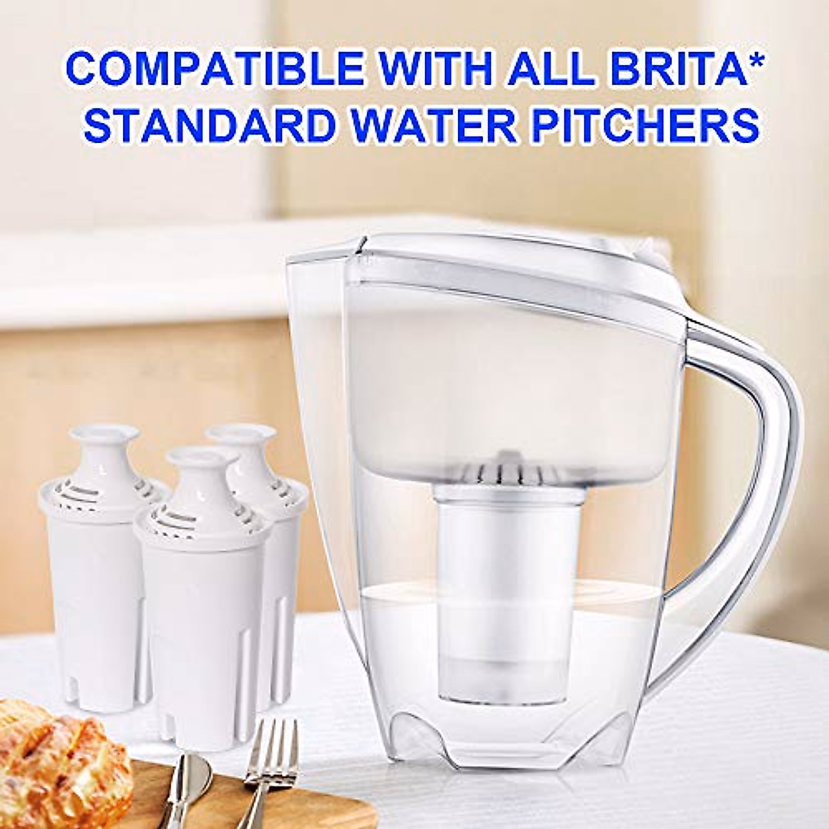 Anmumu 35557 Replacement Filters for Brita Classic 35557,OB03,107007 Compatible with Brita Pitchers Grand,Lake,Capri and More Version with Lead&Arsenic Removal(6 Pack)
