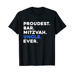 Mens PROUDEST BAR MITZVAH UNCLE EVER Jewish BOY Celebration T-Shirt