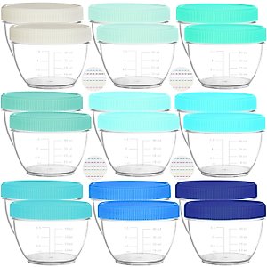 Youngever 18 Sets Baby Food Storage, 2 Ounce Baby Food Containers with Lids, 9 Coastal Colors, with Lids Labels