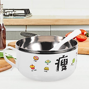 Kichvoe Instant Noodle Bowl Metal Bento Boxes Picnic Noodle Bowls Food Ramen Soup Bowl Mug 40 Oz Tumbler Thermal Insulated Bowl Microwave Ramen Bowls Cartoon Thermal Box Stainless Steel
