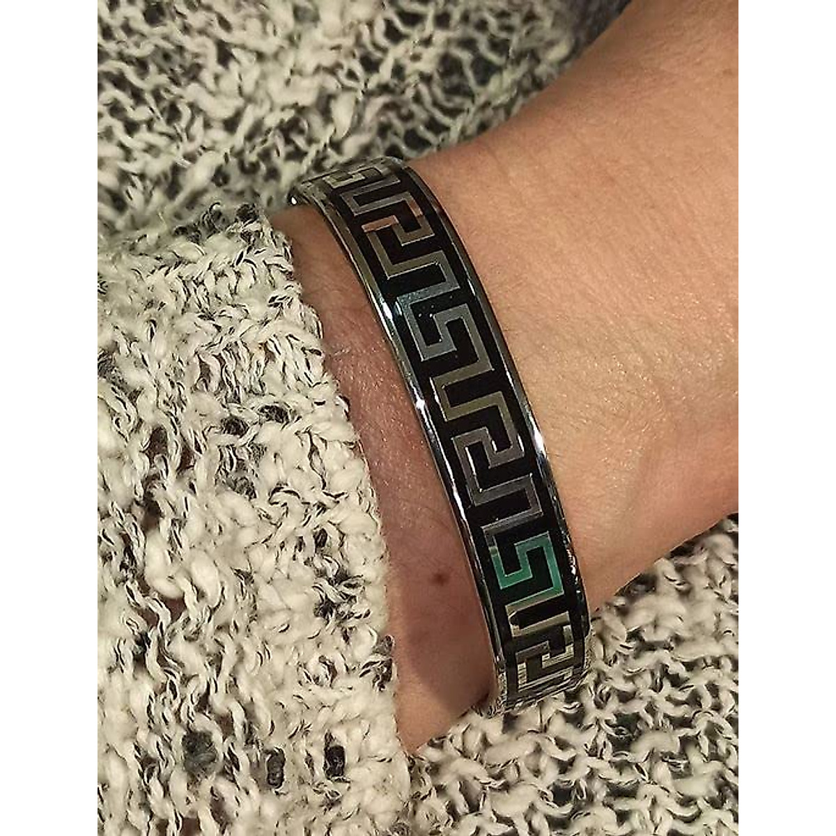 Meander Designer HANDMADE Jewelry Silver Greek Key Bracelet Gold 10mm Exquisite Greek Style Jewelry Infinite Bracelet Life Love Happiness Symbol Valentine day gift for her birthday Silver pierrelorren