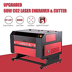 OMTech 60W CO2 Laser Engraver and Cutter, 60W 20"x28" Laser Engraving and Cutting Machine with Autofocus, Air Assist, 2 Way Pass, RDWorks, LightBurn Software for Windows Mac OS Linux