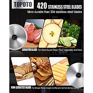 Meat Slicer for Home TOPOTO 200W Electric Deli Food Slicer with 2 7.5" Stainless Steel Blades Child Lock Protection Adjustable Thickness Slicers Machine for Meat Cheese Bread Vegetable Easy to Clean