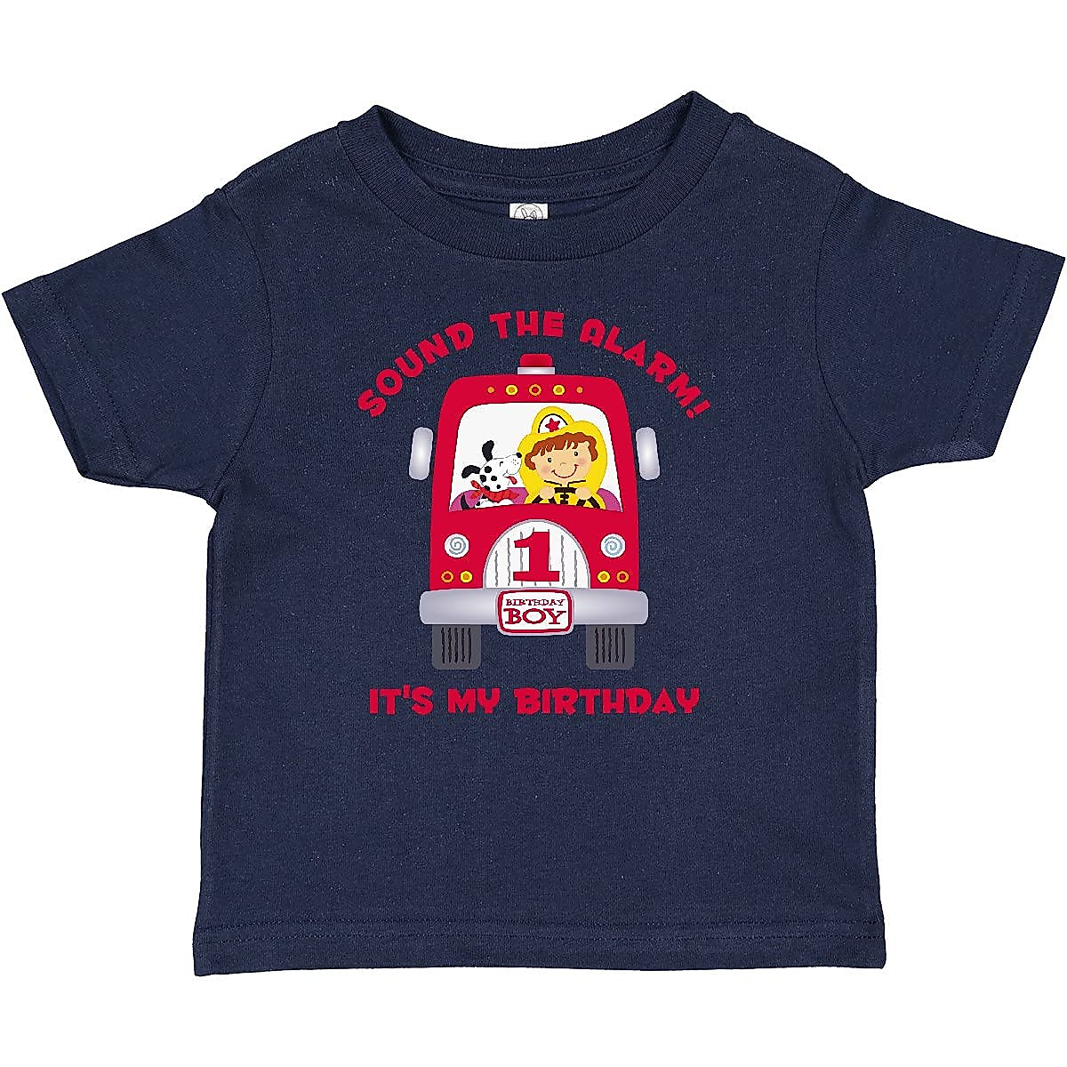 inktastic Fire Truck 1st Birthday Boy Baby T-Shirt 12 Months Navy Blue 117d7