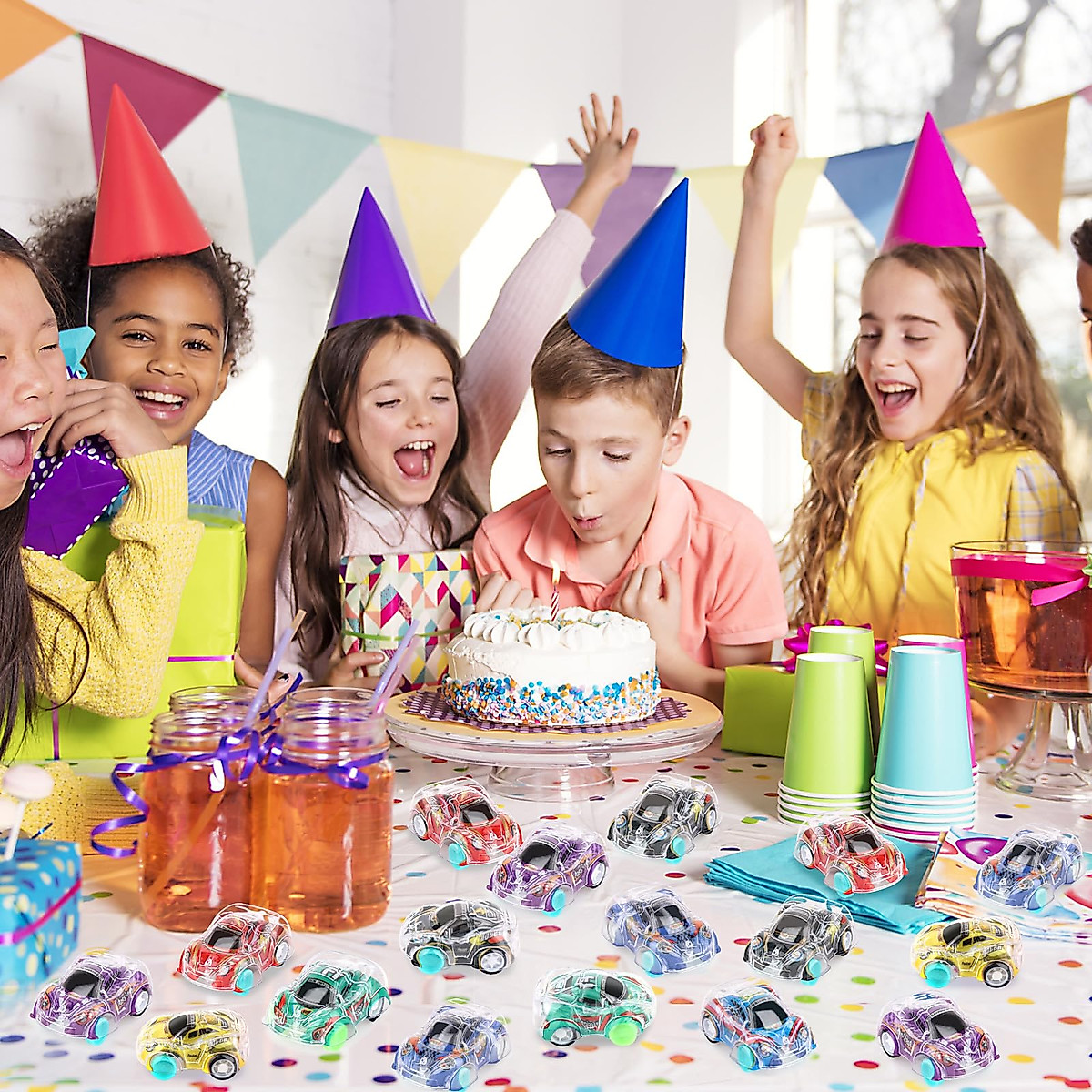 Hooqict 36 Pcs Mini Pull Back Car for Boys 4-8 Years Old Racing Car Party Favors Bulk Kids Car Set for Classroom Prizes, Treasure Box Toys, Goodie Bag Stuffers and Pinata Fillers