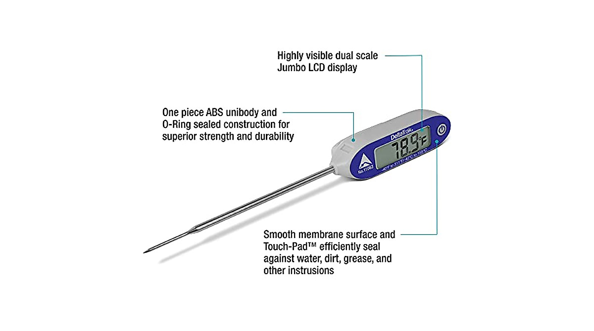 DeltaTrak Essentials 11063 Jumbo Food Thermometer with Auto-Calib