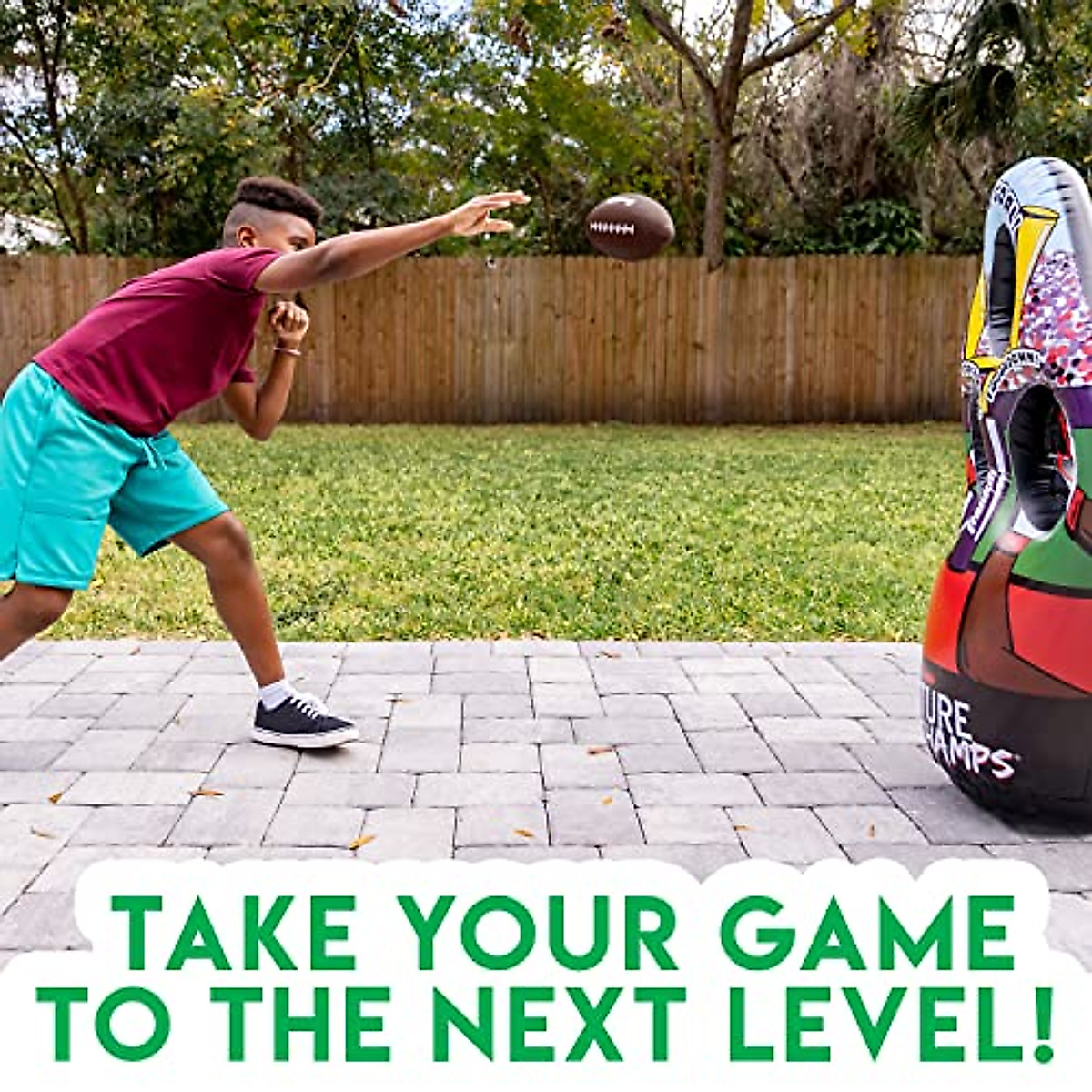 Franklin Sports Kids Football Target Toss Game - Inflatable Football Throwing Target Toy with Soft Mini Footballs - Fun Kids Football Toy Toss Game - Inflatable Indoor + Outdoor Sports Game 45 In.