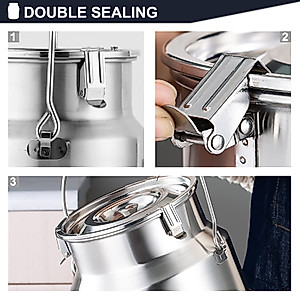 YMJOINMX 304 Stainless Steel Milk Can with Spigot 1.3 Gallon 5 Liter Metal Water Beverage Drink Dispenser Milk Pail Bucket for Milk Wine Oil