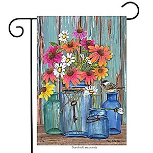 Farm Fresh Flowers Spring Garden Flag Mason Jars 18" x 12.5" Briarwood Lane