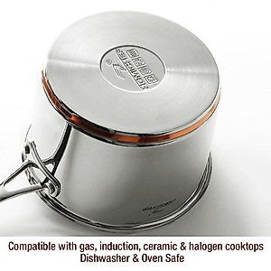 HOMICHEF 10-Piece Nickel Free Stainless Steel Cookware Set Copper Band - Nickel Free Stainless Steel Pots and Pans Set - Healthy Cookware Set Stainless Steel - Non-Toxic Induction Cookware Sets