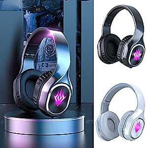 T2 Gaming Headset Bluetooth Headphone Sporting Game Luminous Dual Mode Bluetooth Headphones 5.2 Can Support Tf- Card Mode Earmuffs Light Weight