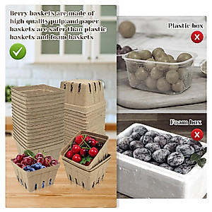 Rainmae 30 Pack Natural Pulp Fiber Berry Basket, Molded Berry Basket Produce Vented Container for Strawberry Blueberry Raspberry and Vegetable, Farmer Market, Grocery Stores, Backyard Party