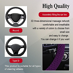 HAOBO Elastic Stretch Steering Wheel Cover, 15 Inch Automotive Steering Wheel Cover, Comfy Breathable Stretch Steering Wheel Protector, Ice-Silk Cloth Polyester Steering Wheel Cover for Men Women