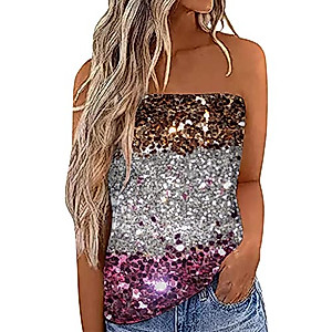 Gerichy Womens Tops Dressy Casual, Blouses for Women, Shirts for Women, Women's 4th of July Tops American Flag Print Off The Shoulder Tube Top Dressy Casual Blouses Tops