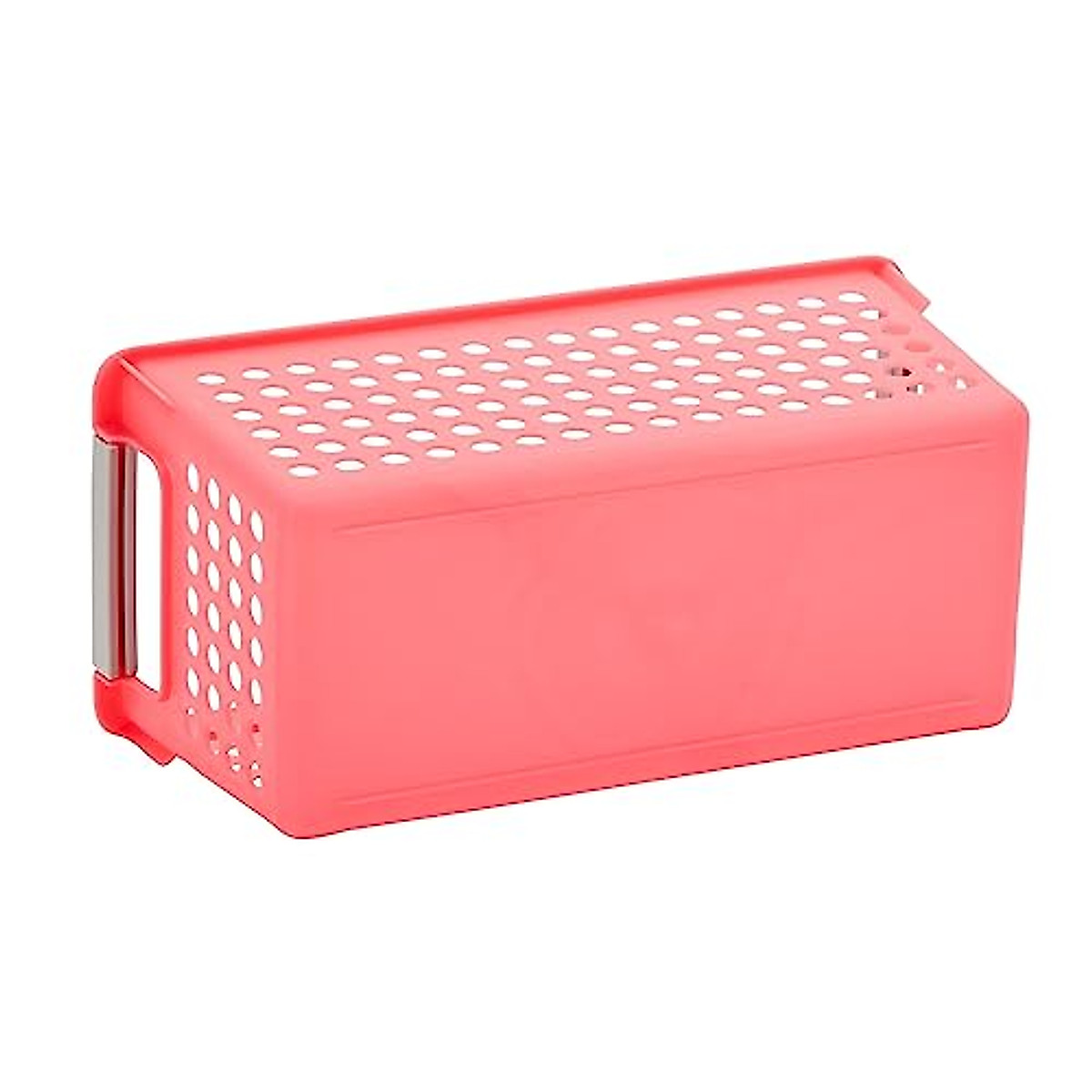 Farmlyn Creek 4 Pack Plastic Baskets with Handles, Narrow Storage Bins for Organizing, Kitchen and Laundry Shelves, Small Nesting Containers (4 Colors, 11.5 x 5 x 5 inch)