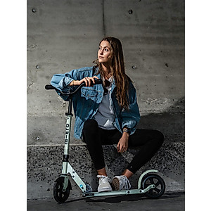 Micro Kickboard - Speed Deluxe Foldable Scooter, 180 mm 2-Wheeled, Adjustable Handlebars, Smooth, Quiet Ride, for Teens and Young Adults (Clay)