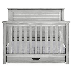Delta Children Simmons Kids Caden 6-in-1 Convertible Crib with Trundle Drawer, Greenguard Gold Certified, Rustic Mist