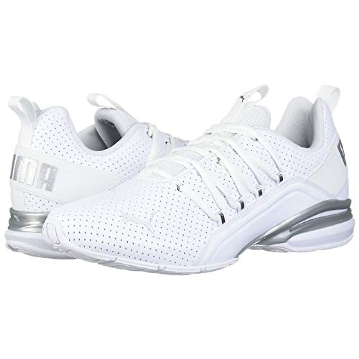 PUMA Mens Axelion Cross Trainer, PERF PUMA Mens White-PUMA Mens Silver, 9.5
