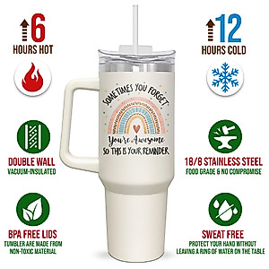 AXIARA Inspirational Gifts For Women - Insulated 40 oz Tumbler with Straw and Handle - Birthday Christmas Retirement Thank You Encouragement Gifts For Women Friends Coworkers