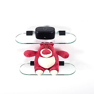 APROTOSS Sleek 16 inch Glass Shelves with Black Hardware- Enhance Your Glass Bathroom Vanity Shelf and Wall Decor with Stylish Black Glass Floating Shelves and Decorative Glass Wall Shelves