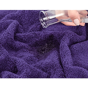 American Soft Linen Luxury 6 Piece Towel Set, 2 Bath Towels 2 Hand Towels 2 Washcloths, 100% Cotton Turkish Towels for Bathroom, Purple Towel Sets