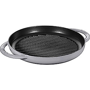 Staub 40509-522 Pure Grill Round, Gray, 10.2 inches (26 cm) Grill Pan, Both Hands, Casting, Enamel, Induction Compatible, Japanese Authentic Product