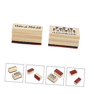 TEHAUX 2pcs Handmade Seal Wooden Decor Arts and Crafts Kit Stationary Scrapbook Stamp Making Wooden Rubber Wood DIY Scrapbook Seal Multi-Purpose Stamps DIY Wooden Stamps Self Made