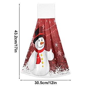 Christmas Winter Snowman Kitchen Hanging Towel Red Snowflakes Hand Fingertip Bath Tie Towels Set of 2 Pcs Tea Bar Dish Cloths 14 x 18 in Dry Towel Soft Absorbent Thin Durable for Laundry Room Decor