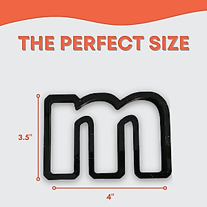m Lowercase Block Letter Cookie Cutter with Easy to Push Design (4 inch)