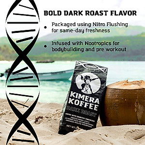Kimera Koffee Dark Roast - Organic Ground Coffee Infused with Essential Brain Vitamins Ground (12oz)