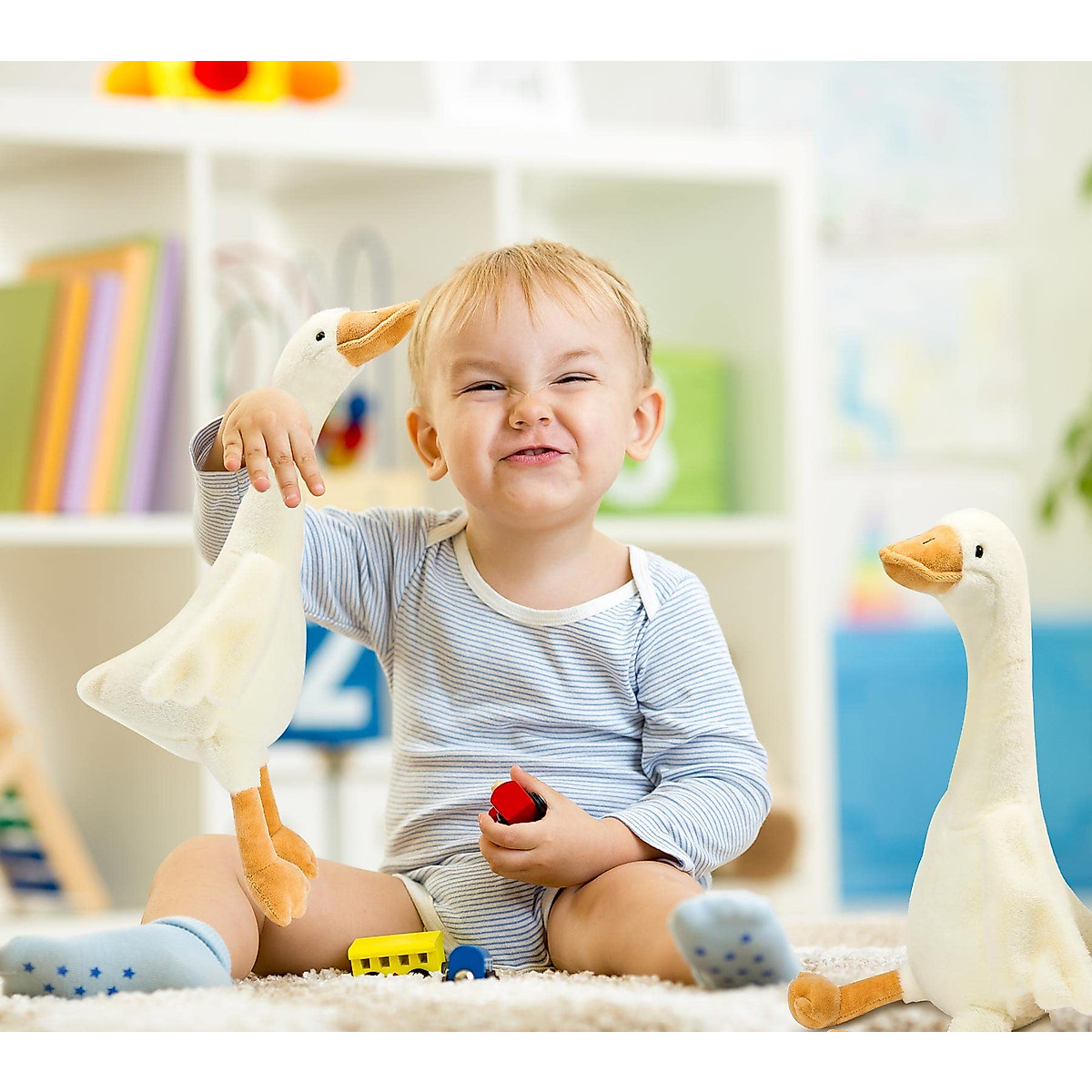 14" Swan Stuffed Animal, Soft Smooth Goose Plush Stuff Toy Gifts for Child Boys Girls (White)