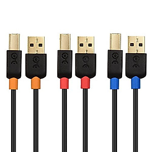 Cable Matters 3-Pack USB Cable/USB Printer Cable 6 ft, USB A to B Cable, USB 2.0 Cable Compatible with Printer, MIDI Controller, MIDI Keyboard and More - 6 Feet