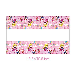 GYSIXGAOSU 2Pack Princess Peach Tablecloth Disposable Tablecover Birthday Party Supplies and Decorations for Kid Boy Baby Shower Rectangle Tables 70"X42",2 Pack