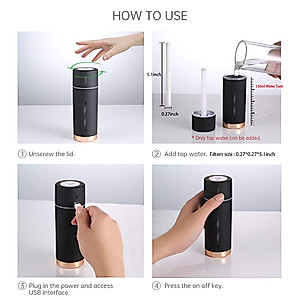 Humidifier with Essential Oils humidifiers,Mini Cool Mist Humidifier Ultrasound for Bedroom,Desktop,Travel,Car 7 Colorful,Two Spray Modes,Auto Shut-Off Black