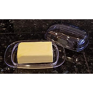 Handy Housewares Large Double-Wide Clear Acrylic Butter Serving Storage Dish with Lid