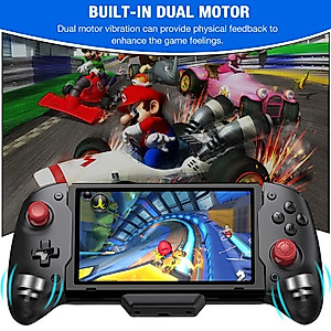 NinjaPlusOX Switch Controller for Nintendo Switch, Switch Pro Controller Wired Connection With Gyro Sensor, Double Vibration and Screenshot Functions, 6 PCS Replacement Joystick Caps