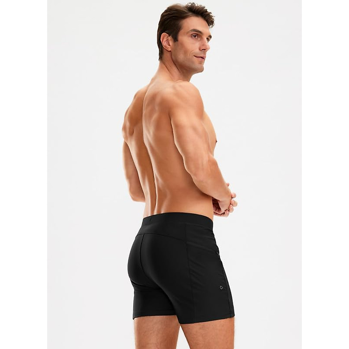 G Gradual Men's Swimsuit Trunks with Zipper Pockets Quick Dry Swimwear Bathing Suit Swim Briefs Board Shorts for Men(Black,L)