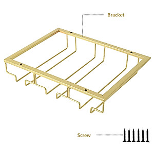 BekoFeeno Wine Glass Rack, Under Cabinet Stemware Rack Wine Glass Holder Wine Glass Storage Hanger Metal Rack Storage Organizer for Kitchen Cabinet Bar