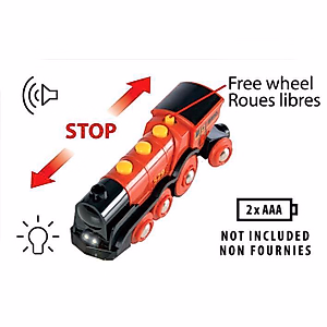 BRIO World 33592 Mighty Red Action Locomotive - Battery Operated Toy Train with Light, Sound Effects | Ideal for Kids Age 3 Compatible with All Tracks and Vehicles