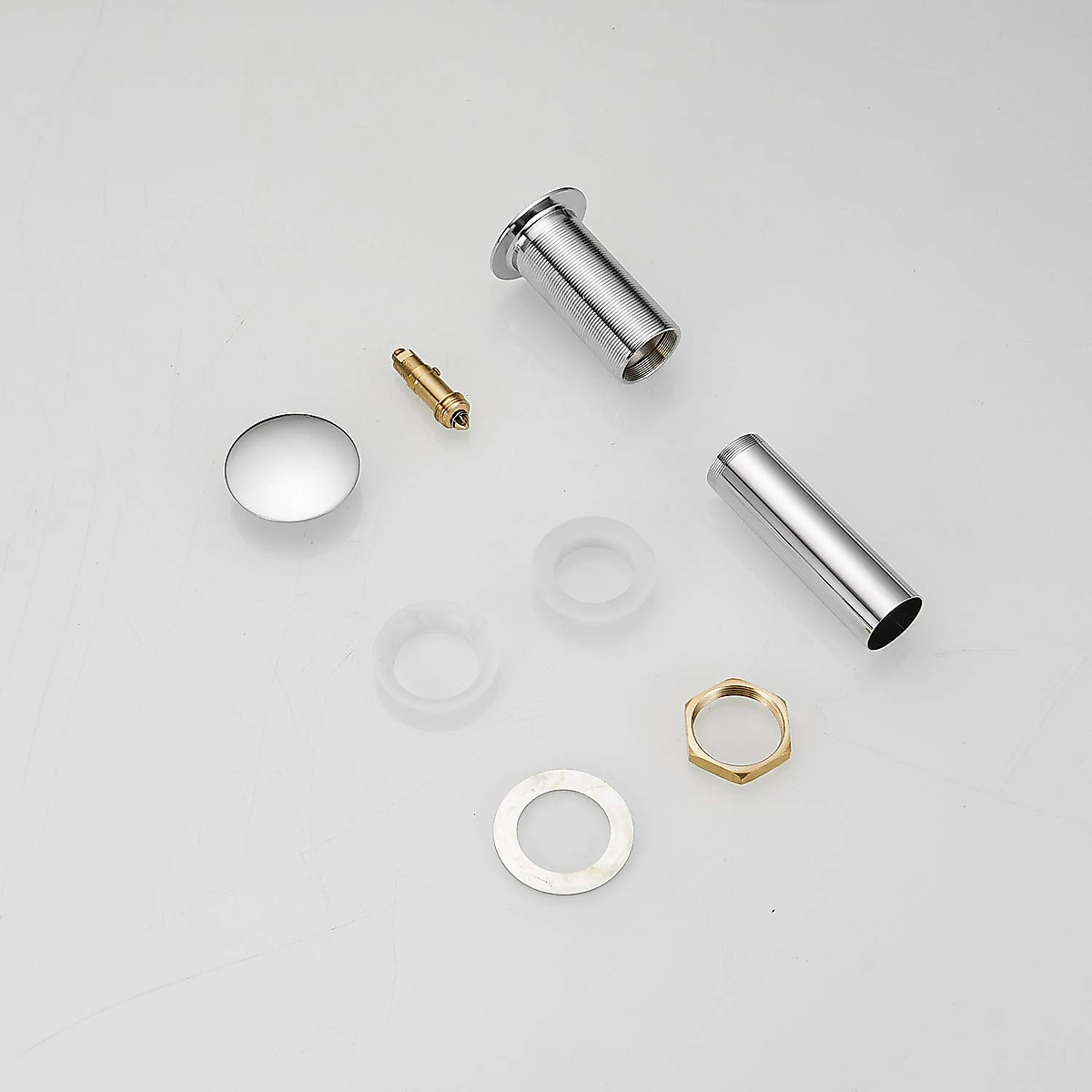 BWE Chrome Pop Up Sink Drain Fits Bathroom Standard Sink Hole 1-1/2" to 1-3/4"Bathroom Faucet Vessel Vanity Sink Drain Stopper Without Overflow