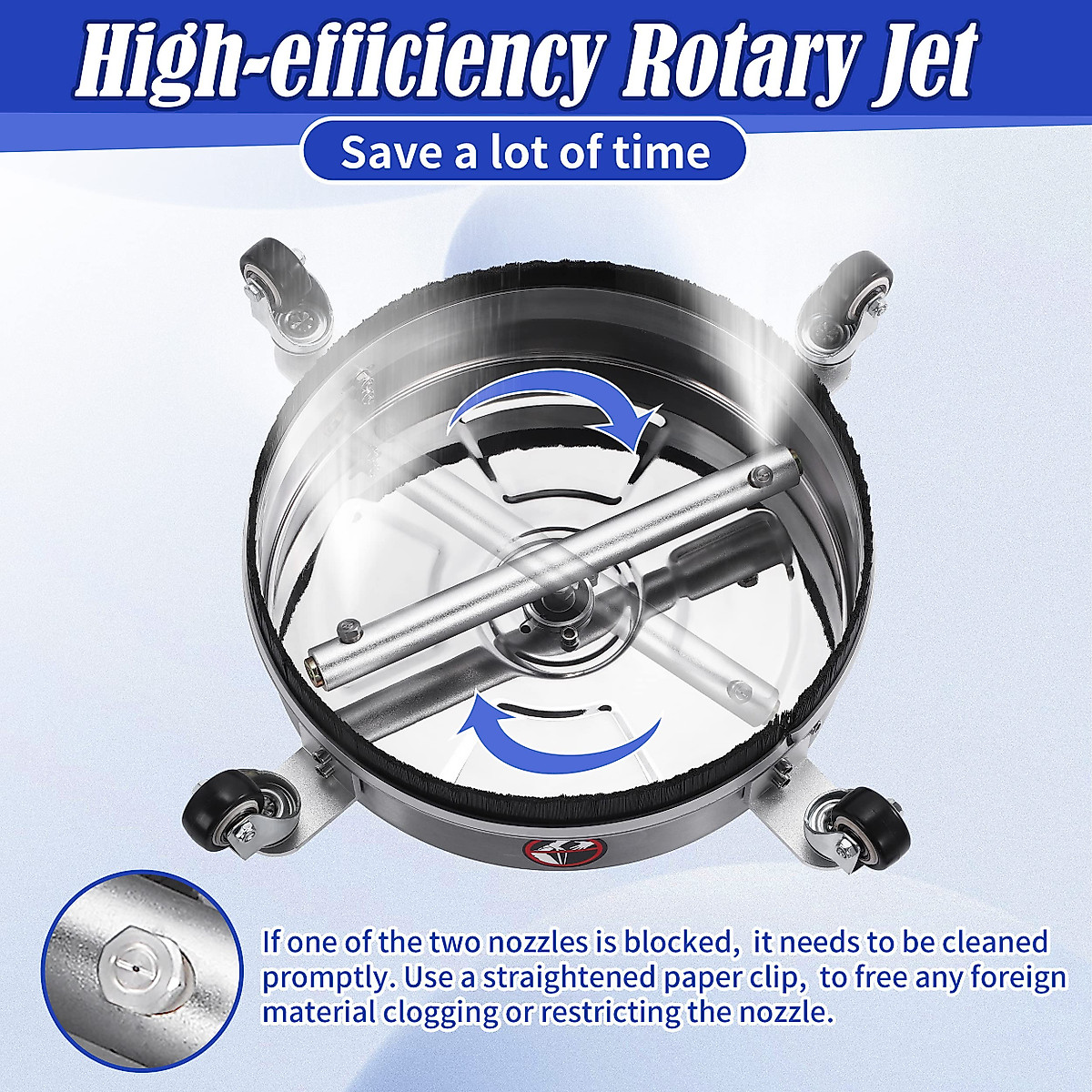 M MINGLE 17'' Pressure Washer Surface Cleaner, Pressure Washer Extension Wand with 5 Nozzle