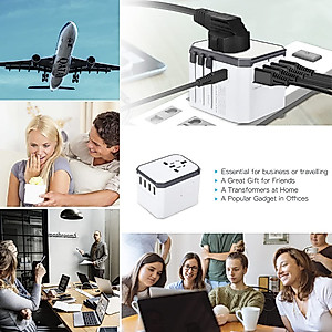Universal Power Adapter, USB International Travel Adaptor All in One Worldwide Plug Fast Charger Outlet with 4 USB Ports AC Socket for US to AU UK Europe Over 224 Countries