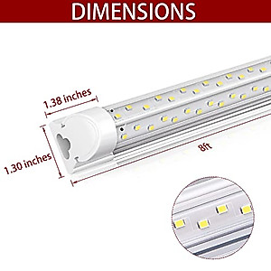 (10 Pack) 8FT LED Shop Light, 100W 13000LM 6000K, Super Bright White, T8 LED Tube Light, No RF & FM Interference Linkable Shop Light, 8 Foot LED Shop Lights for Garage, Shop, Hardwired Installation