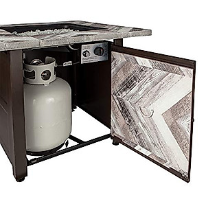 Endless Summer, The Duvall, 30" Square Outdoor Propane Fire Pit, Includes White Fire Glass, Table Insert, & Protective Cover