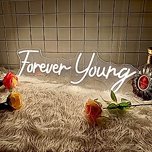 Forever Young Neon Sign With Dimmable Neon Night Wall Decor For Wall Art Decor For Girls Birthday Party Wedding Living Room Office Bar Bedroom Decor Reusable Warm White