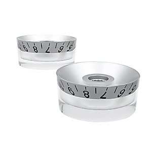 Micovay 4pcs Volume Tone Speed Control Knobs Hat Shape for Les Paul LP Style Bass Electric Guitar Parts, Transparent Silver with Black Numbers