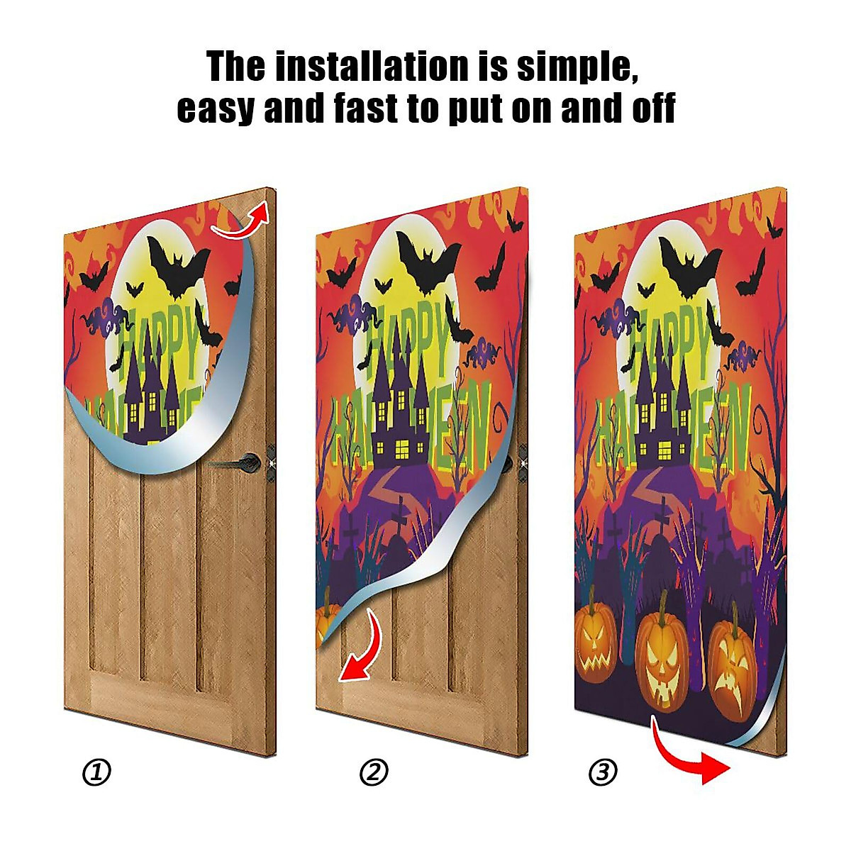 Burbuja Halloween Pattern Door Cover, Stretch Fabric Backdrop Door Porch Covers for Home Party Holidays Decoration, 32x79 in