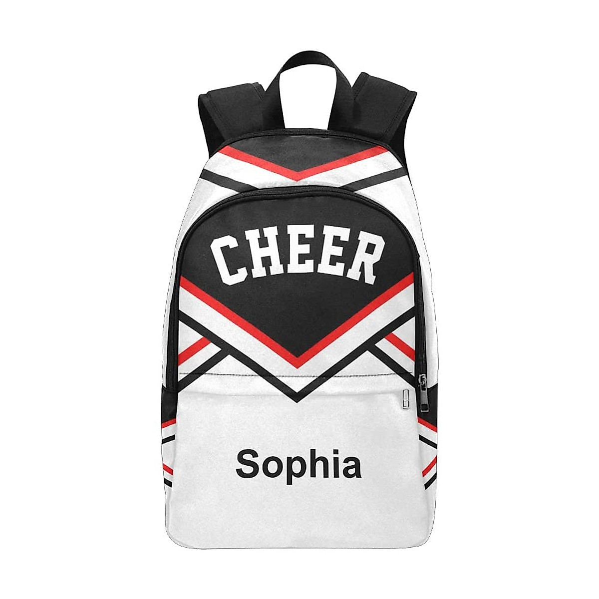 CUXWEOT Personalized Cheer Cheerleader Red Black Backpack with Name Custom Travel Bag for women Men
