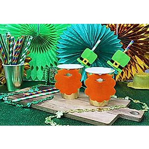 Just Artifacts Premium Disposable Drinking Striped Paper Straws (100pcs, Green)