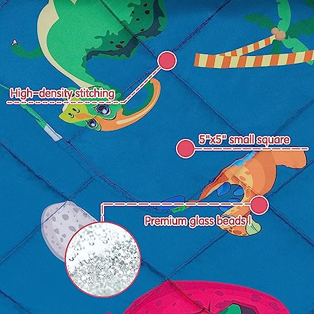 yescool Weighted Blanket (7 lbs, 41" x 60", Dianasour) Cooling Heavy Blanket for Sleeping Perfect for 60-90 lbs, Throw Size Breathable Blanket with Premium Glass Bead, Machine Washable